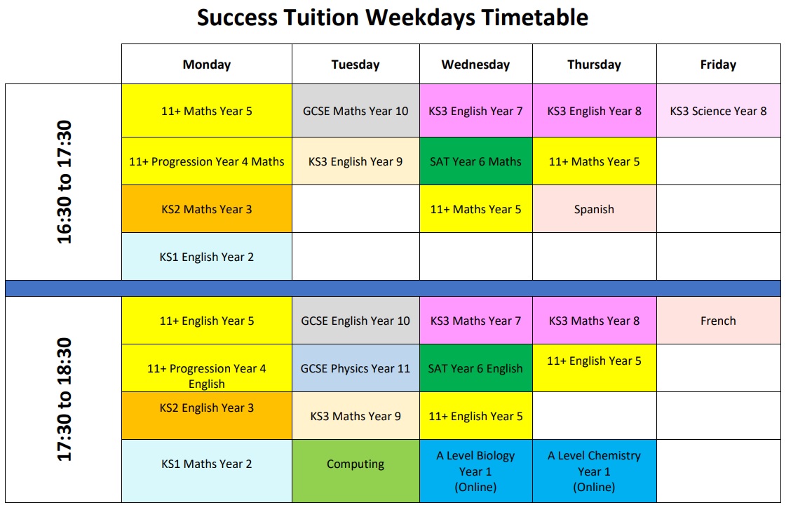 Timetable - Success Tuition & Training Centre